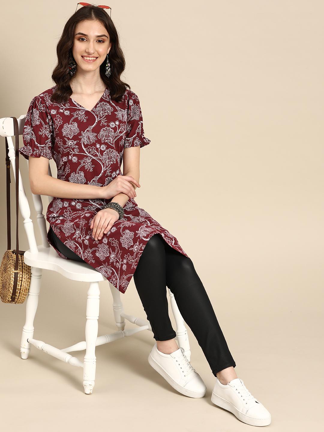Buy Sangria Women Cotton Ethnic Motifs Printed Kurta - Kurtas for Women ...