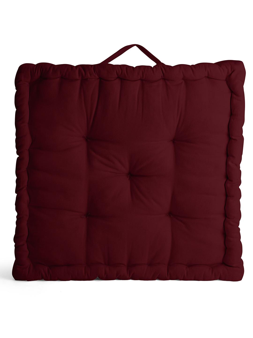 Buy Encasa Homes Maroon Solid Cotton Floor Cushion - Cushions for ...
