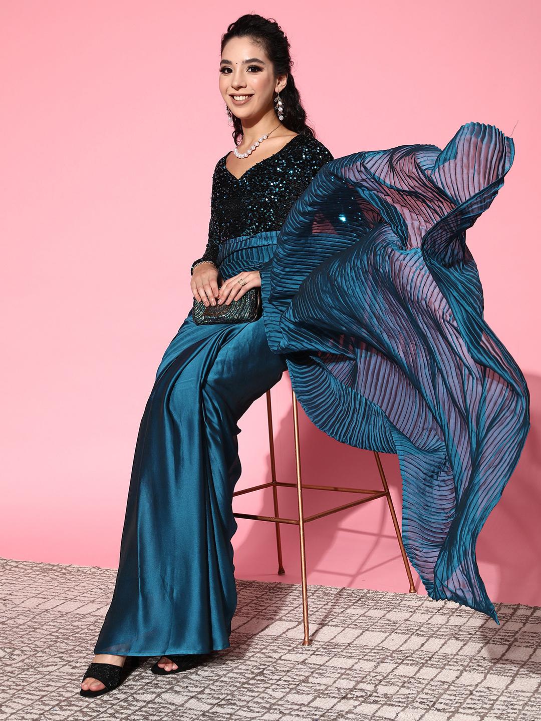 Buy Satrani Solid Saree With Border - Sarees for Women 19357144 | Myntra