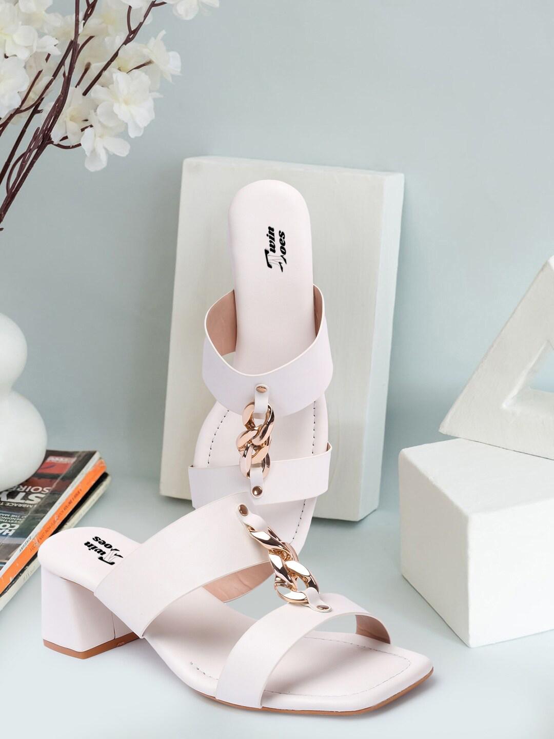 Buy TWIN TOES White Block Heels - Heels for Women 19364222 | Myntra