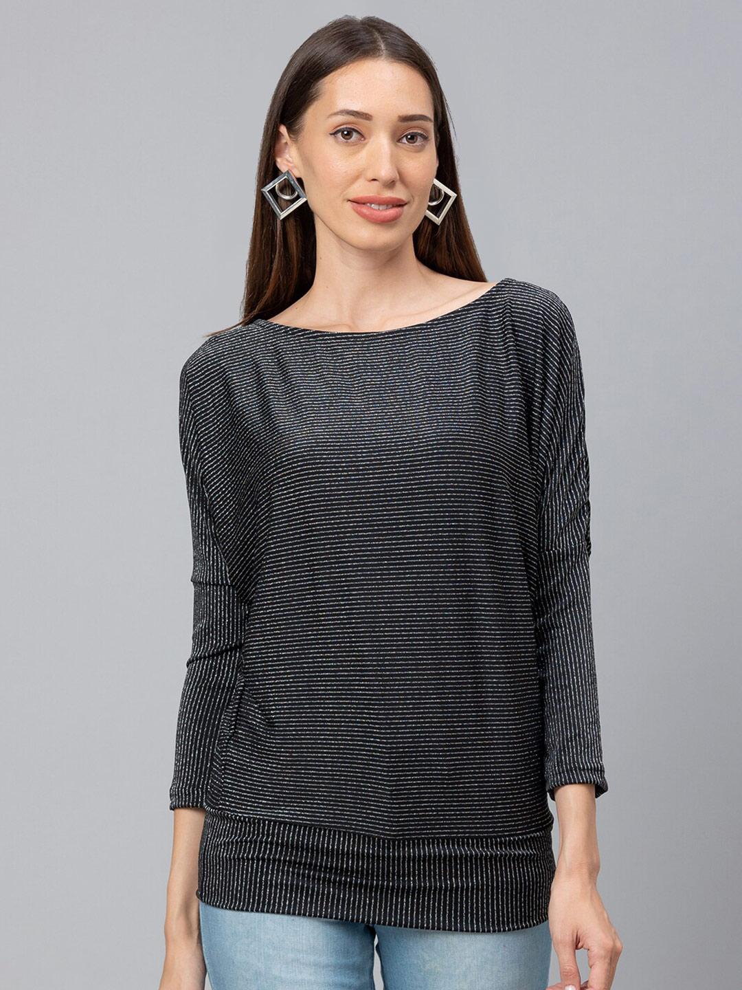 Buy Globus Women Black Striped Regular Top - Tops for Women 19386780 ...