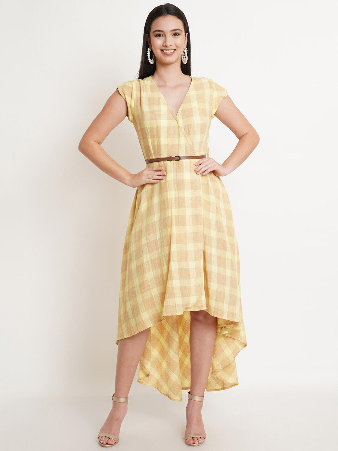 Buy Purple State Yellow Checked Dress - Dresses for Women 19390790 | Myntra