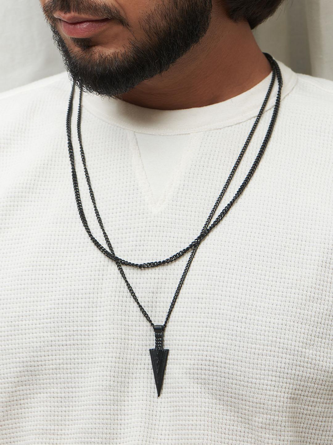 Buy The Bro Code Men Black Brass Plated Layered Necklace - Necklace And ...