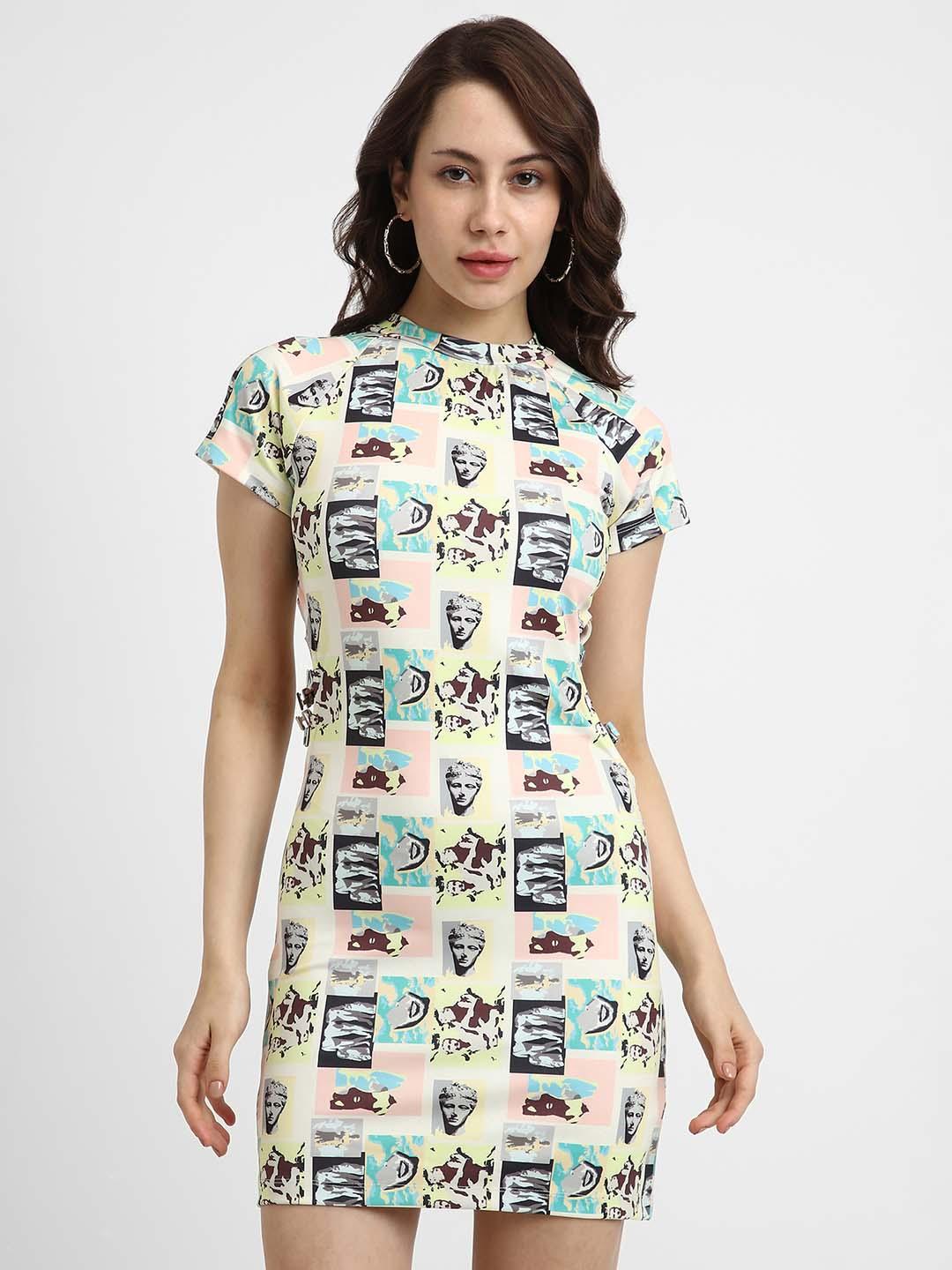 Buy FOREVER 21 Multicoloured Printed Sheath Dress - Dresses for Women ...