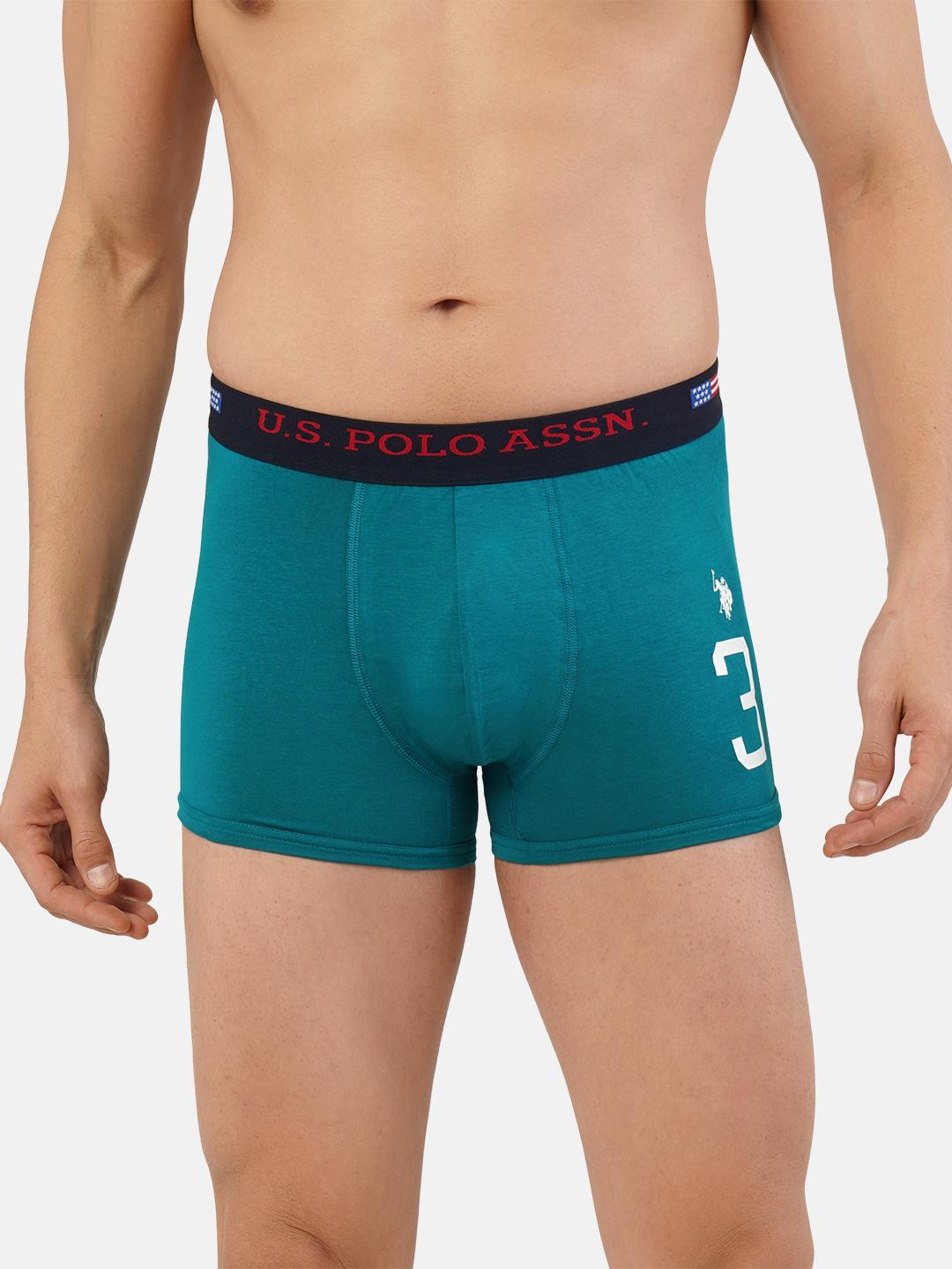 Buy U.S. Polo Assn. Men Green Solid Cotton Trunk I015 D04 P1 - Trunk ...