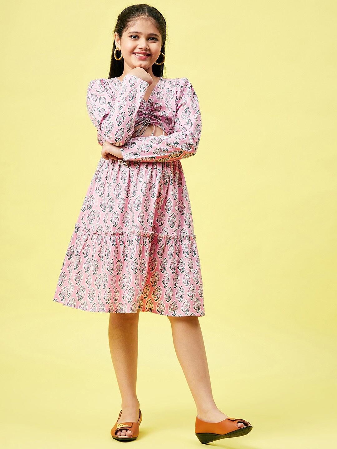 Buy Stylo Bug Pink Ethnic Motifs Layered Ethnic Dress - Ethnic Dresses ...