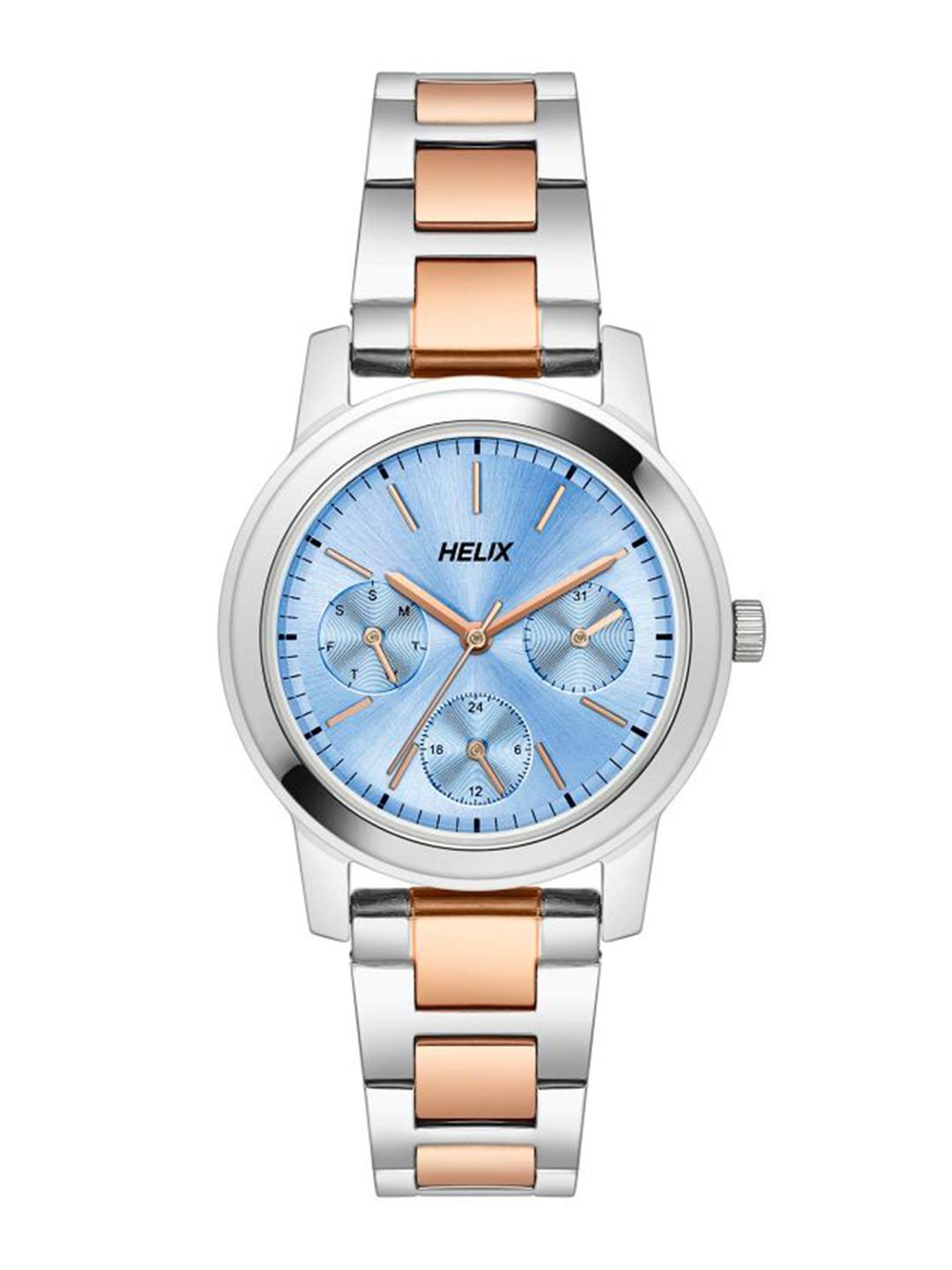 Buy Helix By Timex Blue Round Dial Analog Stainless Steel Women Watch ...