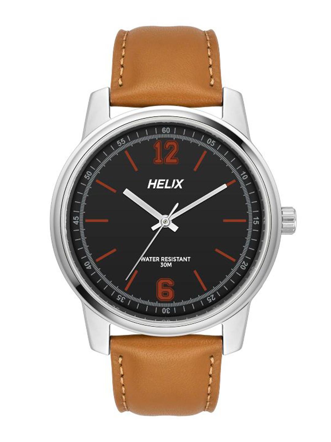 Buy Helix By Timex Black Round Dial Analog Leather Men Watch TW046HG00 ...