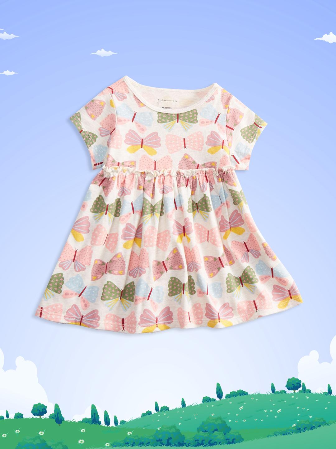 Buy Macy's First Impression Girls White & Pink Printed A Line Top ...