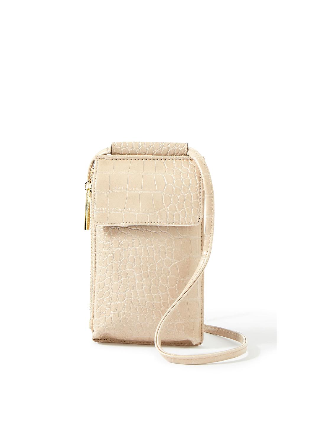 Buy Accessorize Women Cream Coloured Textured Zip Around Wallet ...