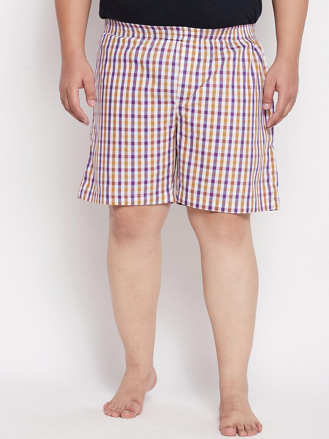 Buy Bigbanana Men Plus Size Purple & Brown Checked Pure Cotton Boxers ...
