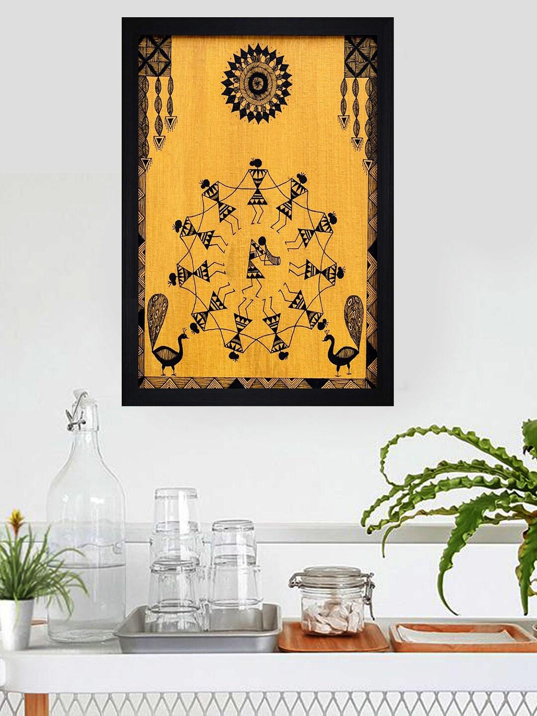 Buy Gallery99 Yellow Warli Art Texture Paper Framed Wall Art - Wall Art ...