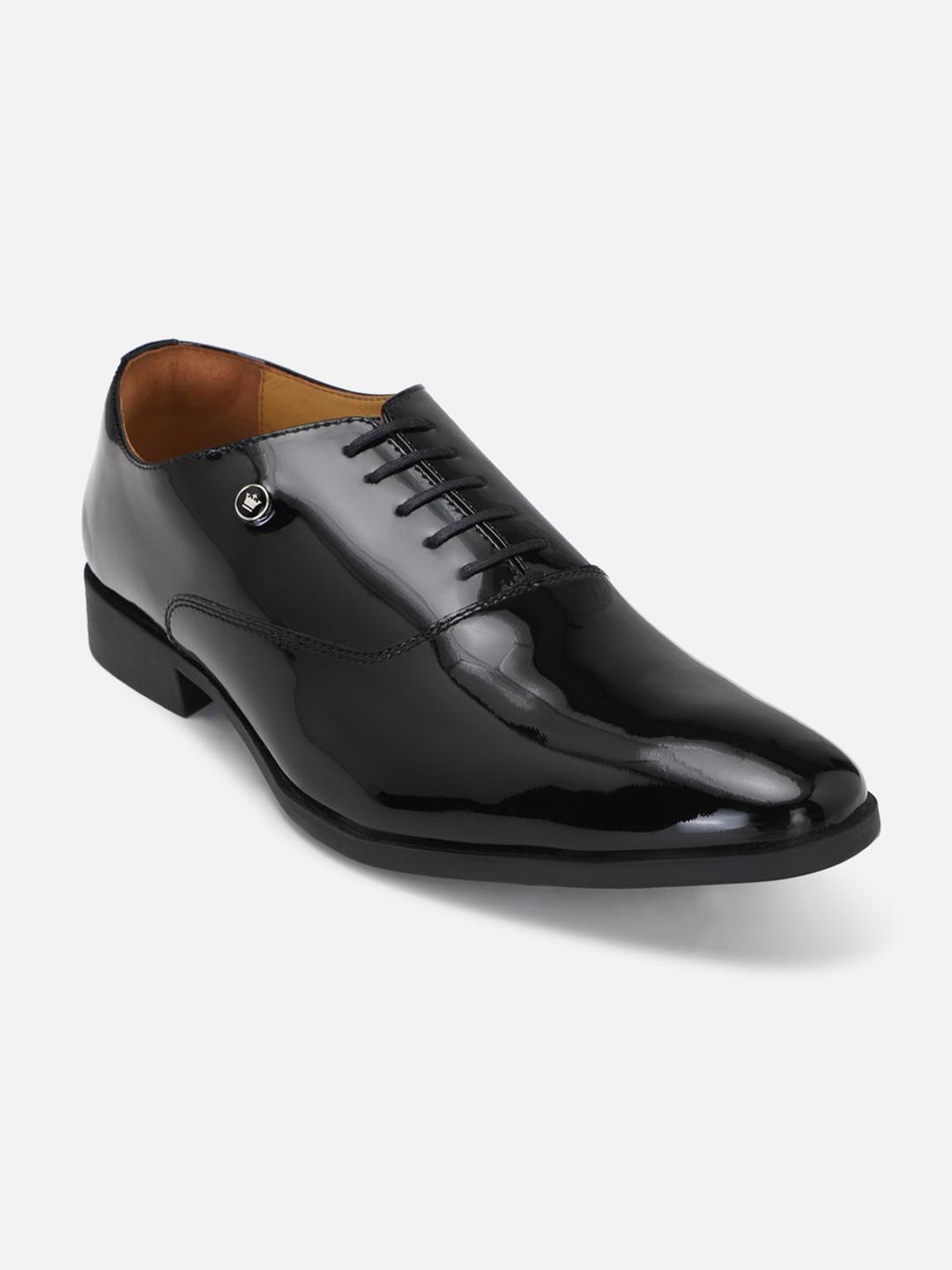 Buy Louis Philippe Men Black Solid Leather Formal Derbys - Formal Shoes ...