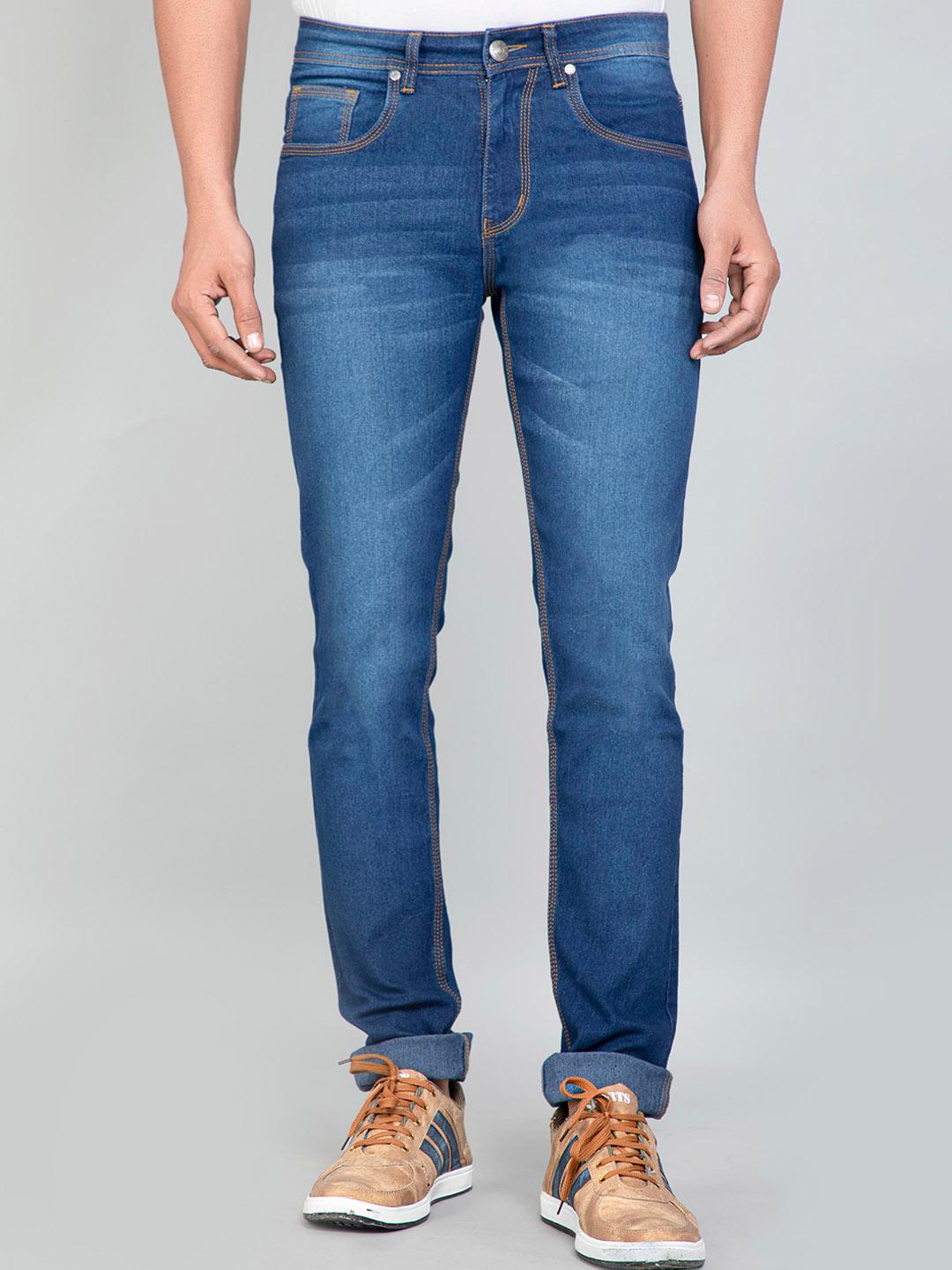 Buy HJ HASASI Men Blue Slim Fit Heavy Fade Stretchable Jeans - Jeans ...