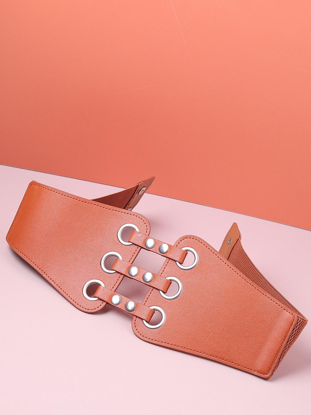 Buy HAUTE SAUCE By Campus Sutra Women Tan Solid PU Belt - Belts for ...