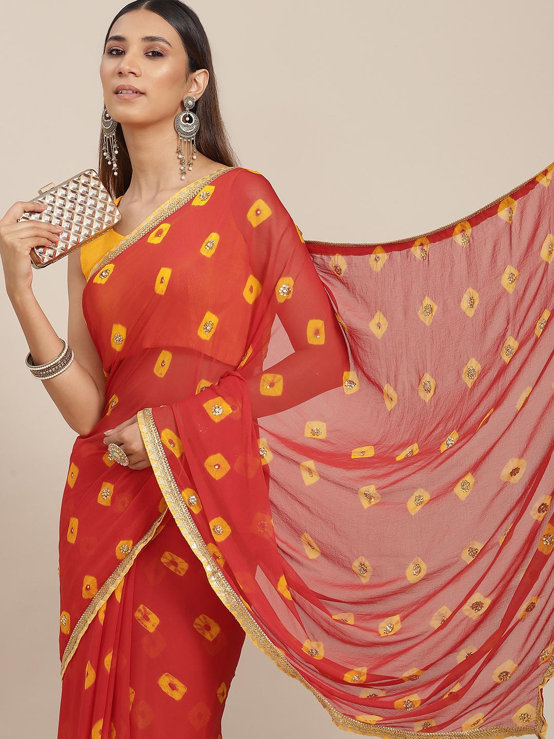 Buy SAARYA Woman Red Ethnic Motifs Saree - Sarees for Women 19627214 ...