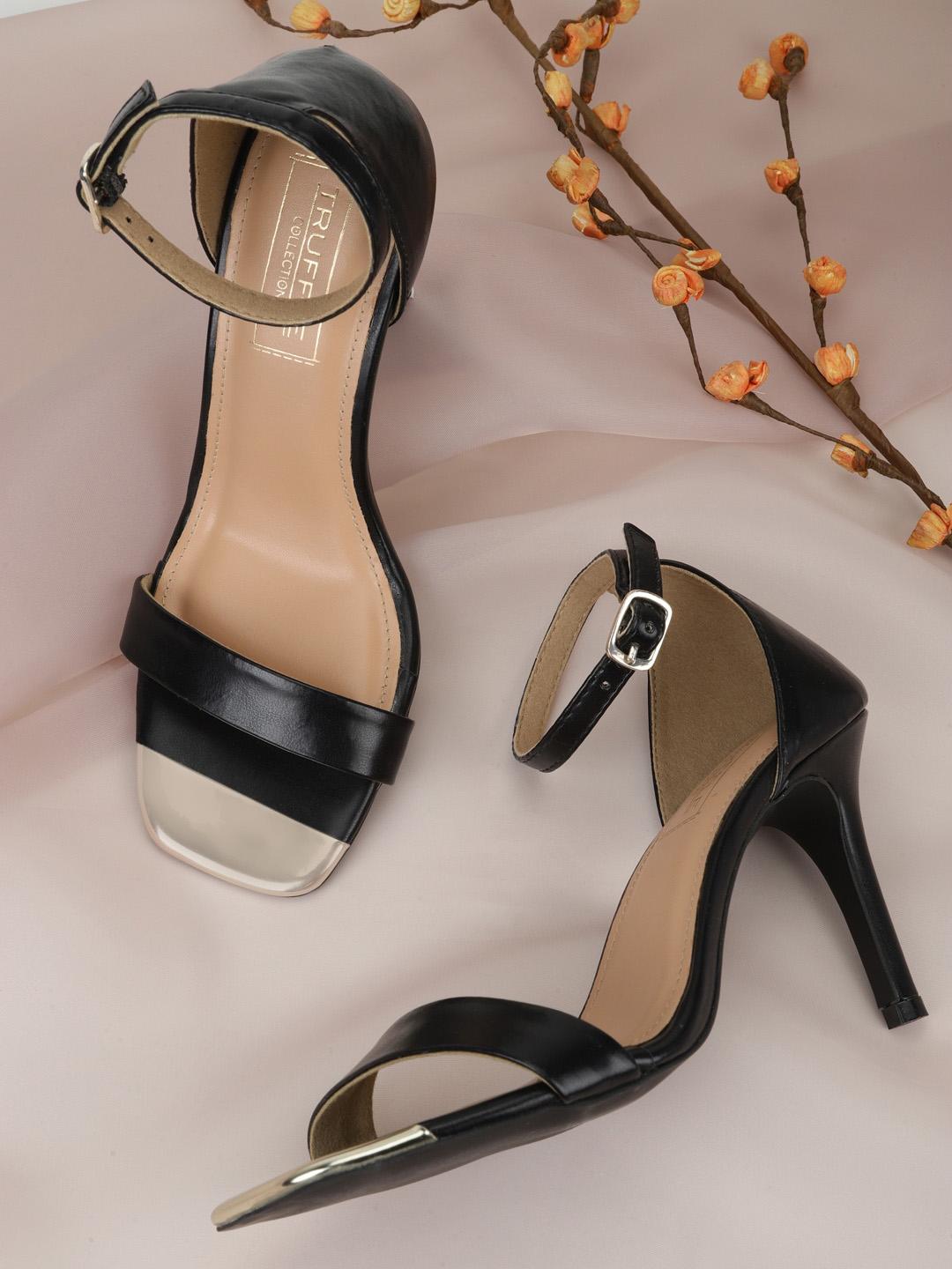 Buy Truffle Collection Women Black PU Heels - Heels for Women 19648692 ...