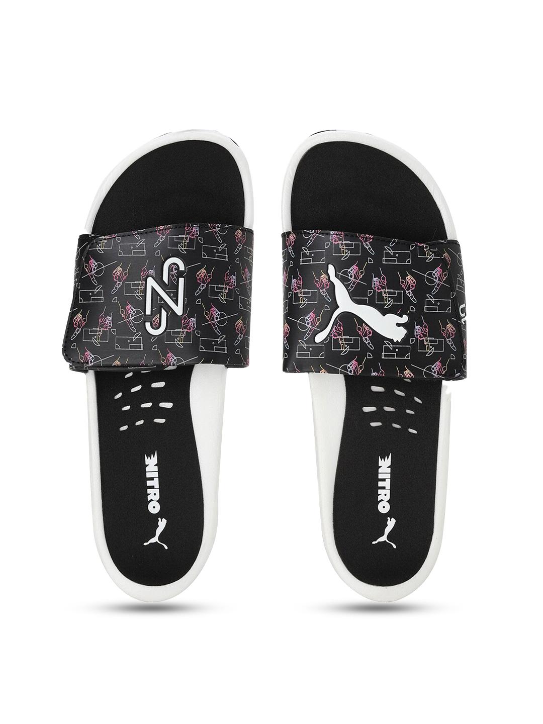 Buy Puma Unisex Black & White Nitrocat V Neymar Jr. Sliders - Flip ...