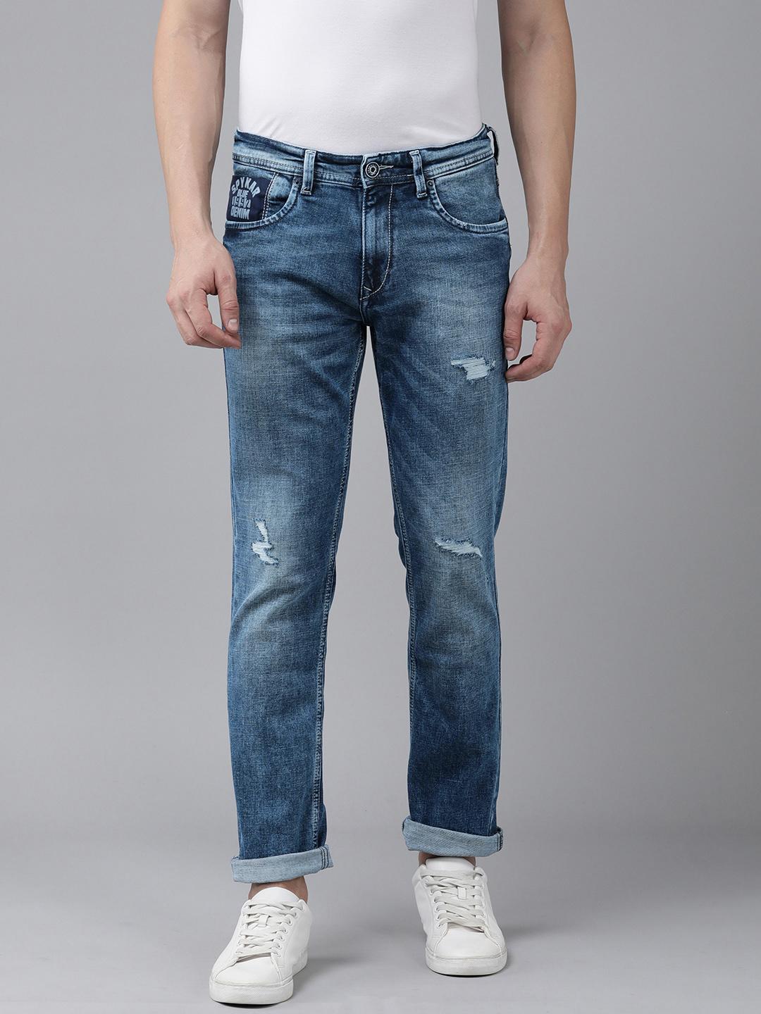 Buy SPYKAR Men Low Rise Mildly Distressed Rovers Regular Fit Heavy Fade ...
