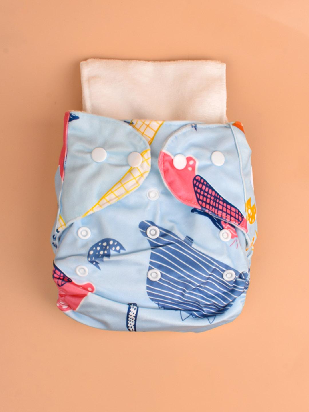 Buy Moms Home Infants Baby Blue Reusable Cotton Pocket Diapers With 1 ...