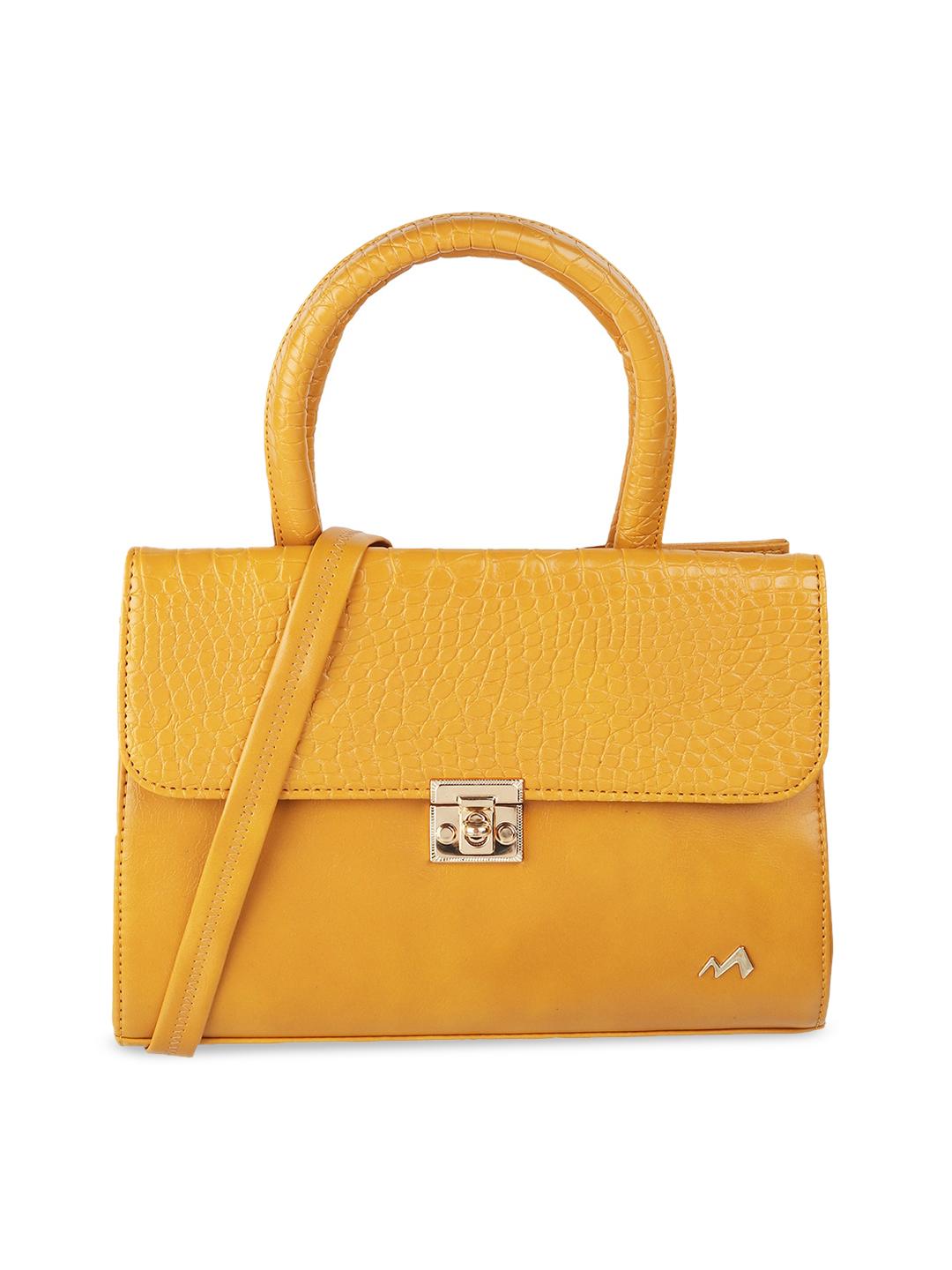 Buy Metro Women Yellow Textured Shopper Satchel - Handbags for Women ...