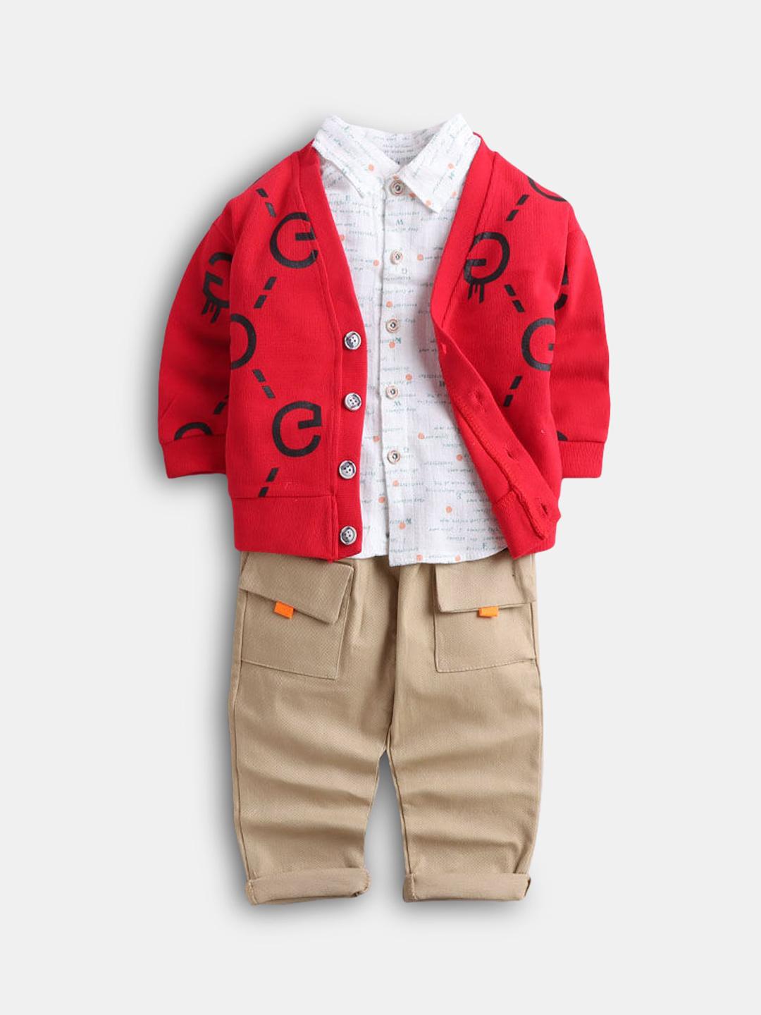 Buy Hopscotch Boys Red & White Printed Shirt With Trouser - Clothing ...