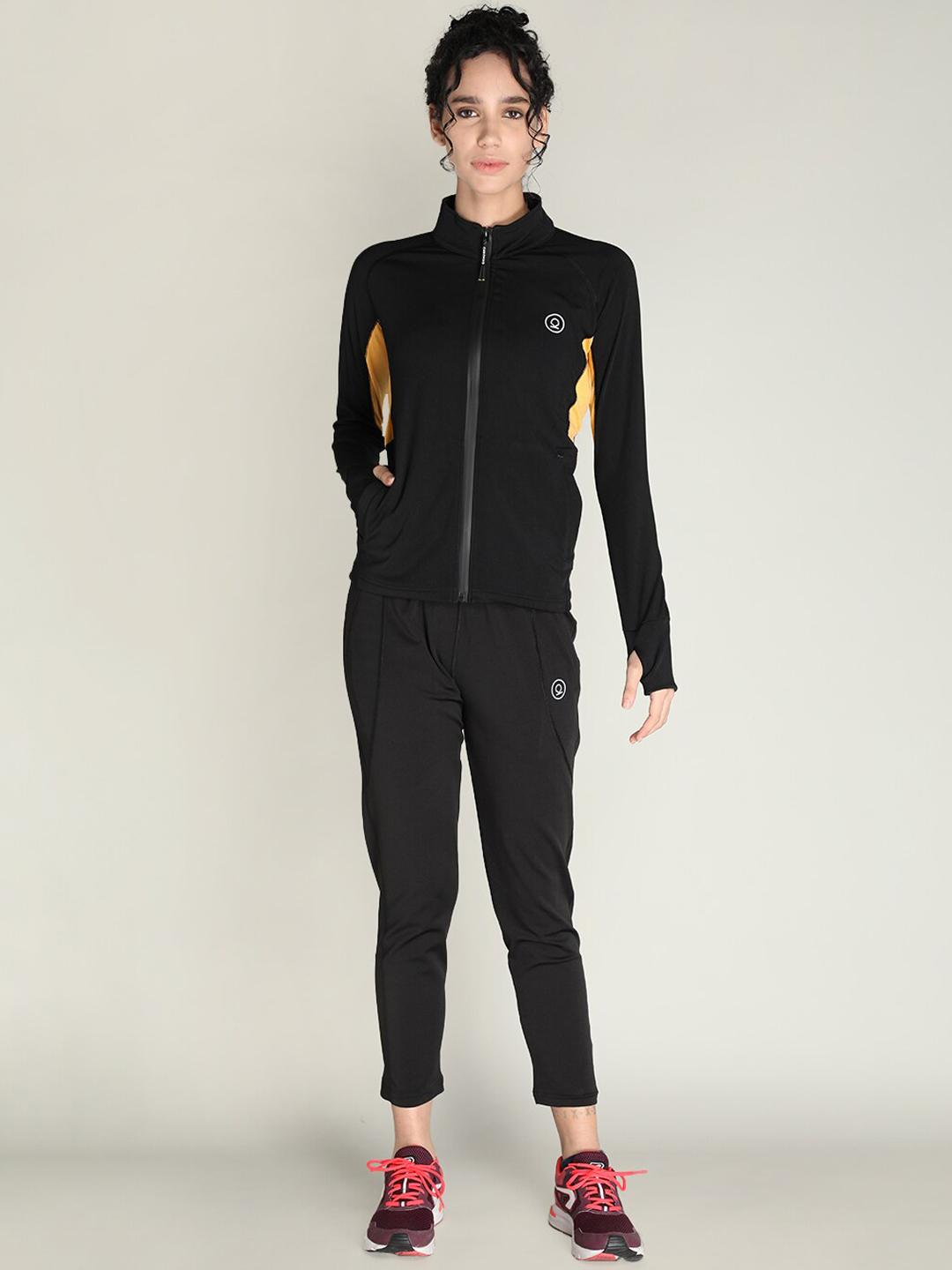 Buy CHKOKKO Women Black Solid Gym & Workout Tracksuits - Tracksuits for ...