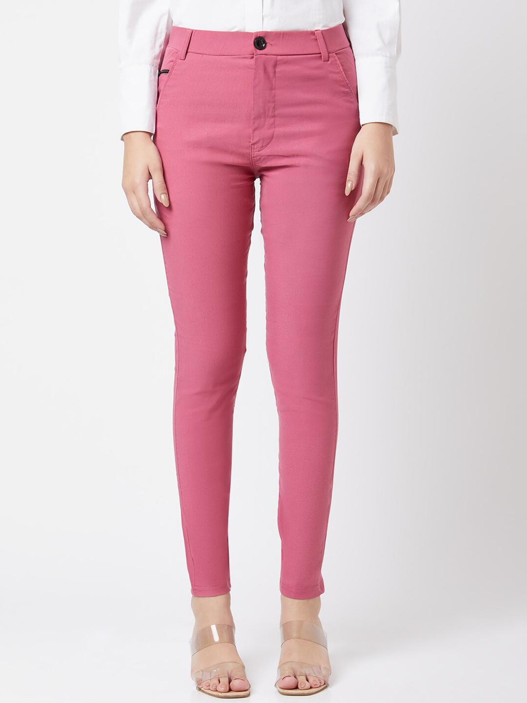Buy Smarty Pants Women Pink Sharp Skinny Fit Easy Wash Trousers ...