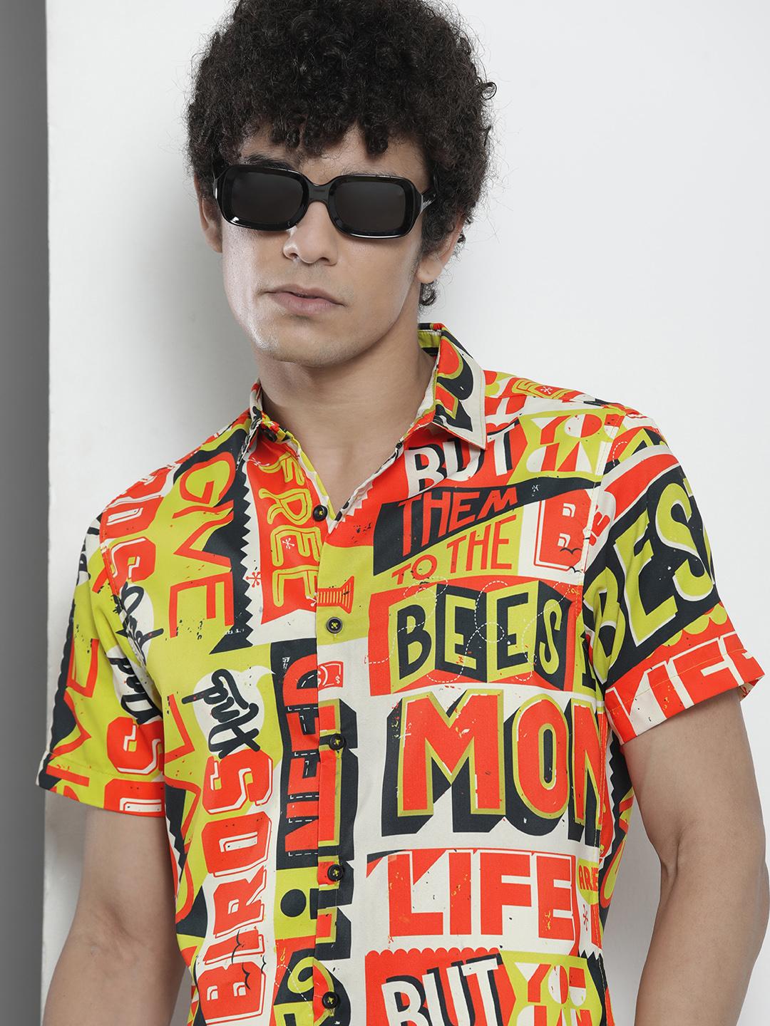 Buy The Indian Garage Co Men Lime Green Graphic Printed Casual Shirt ...