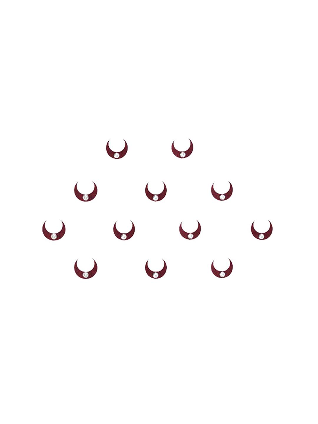 Buy Comet Busters 12 Pcs Maroon Reusable Moon Shaped Stone Studded ...