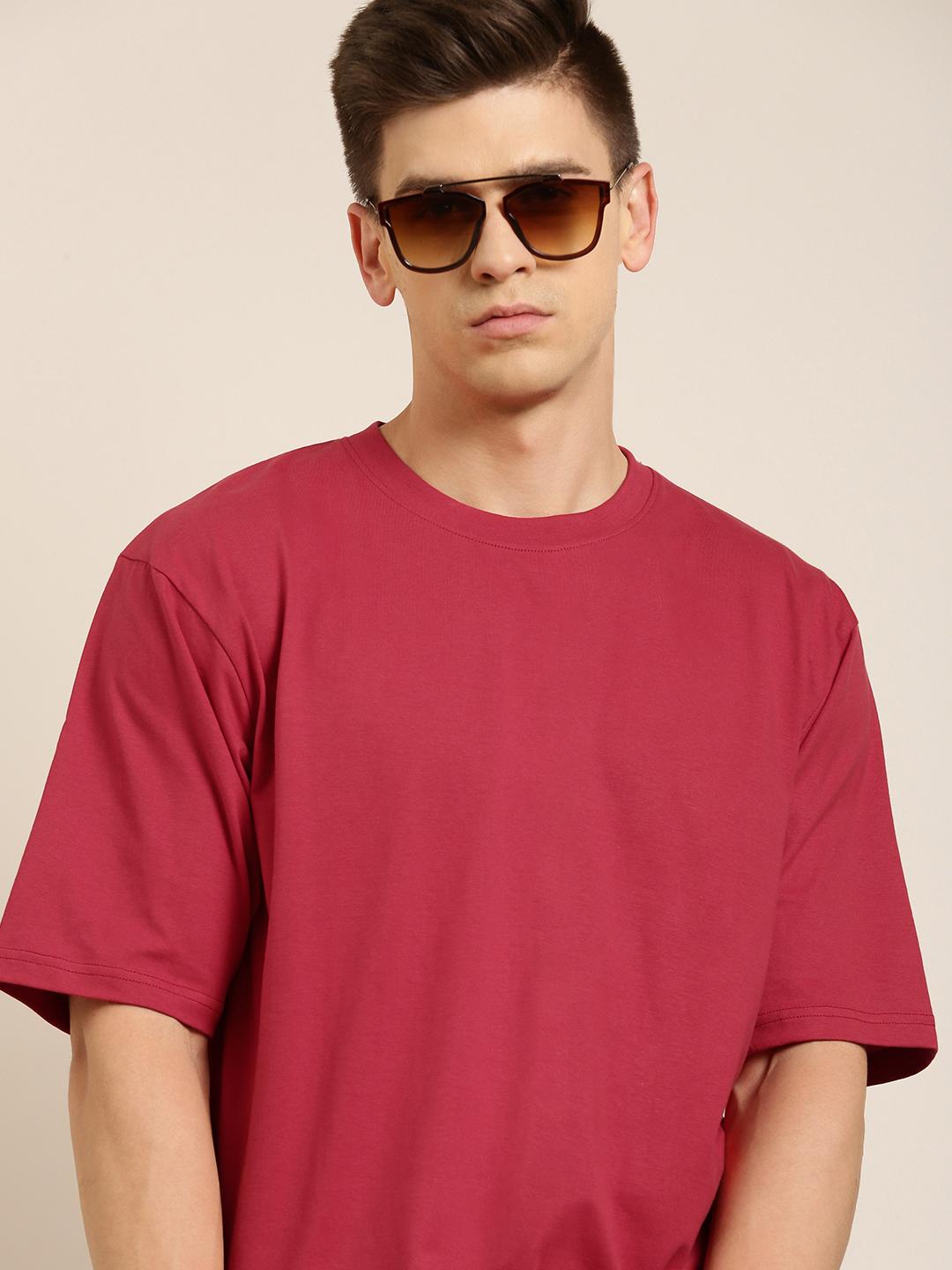 Buy DILLINGER Men Red Solid Cotton Oversized T Shirt - Tshirts for Men 19726932 | Myntra