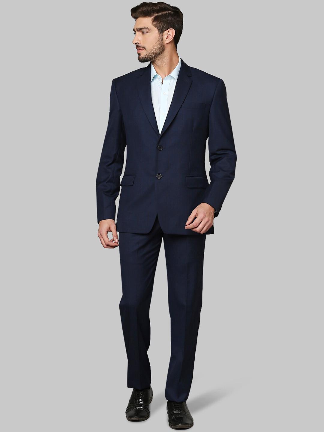 Buy Raymond Men Blue Checked Single Breasted Two Piece Formal Suit ...