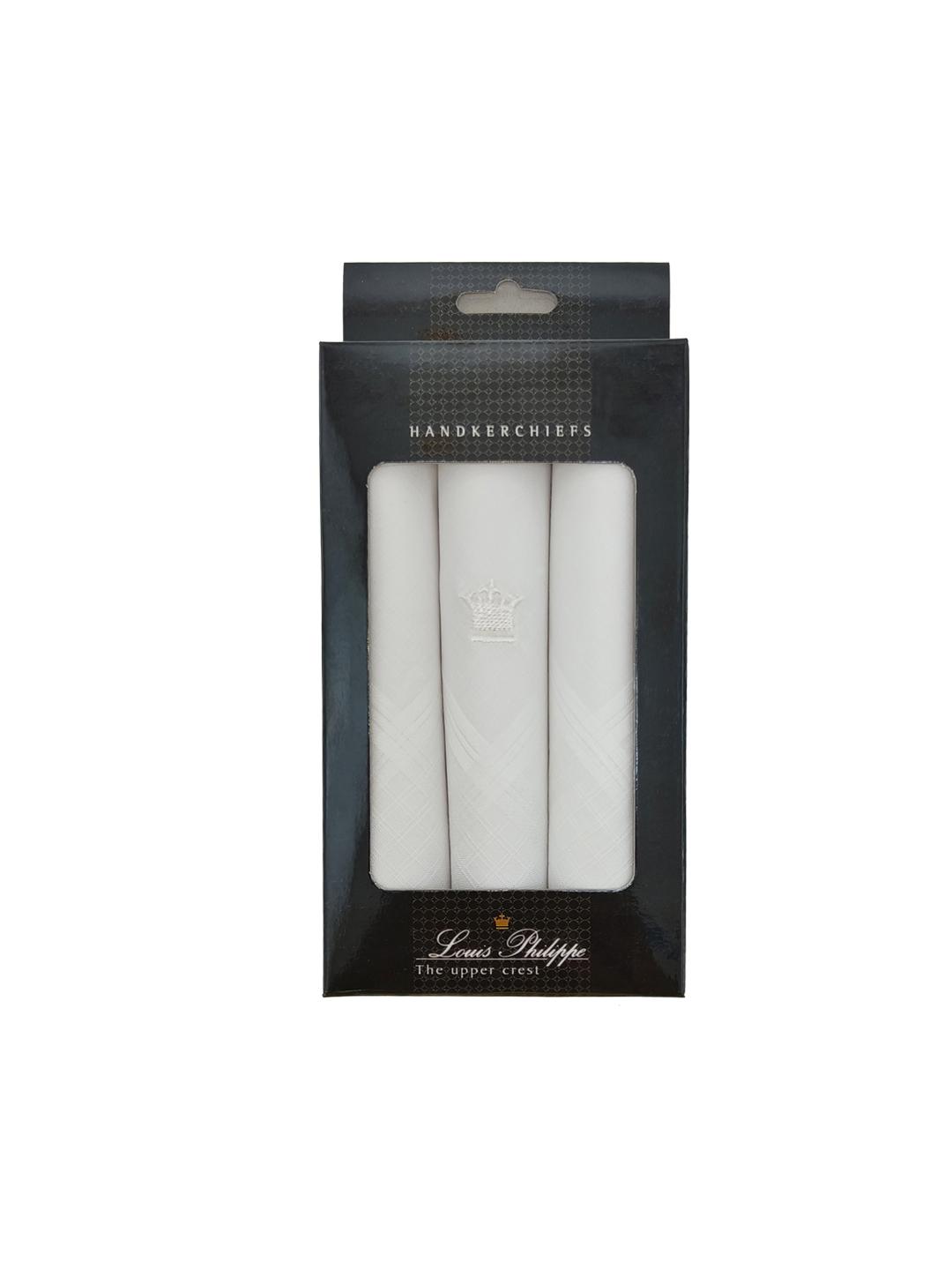 Buy Louis Philippe Men White Pack Of 3 Solid Cotton Handkerchiefs ...