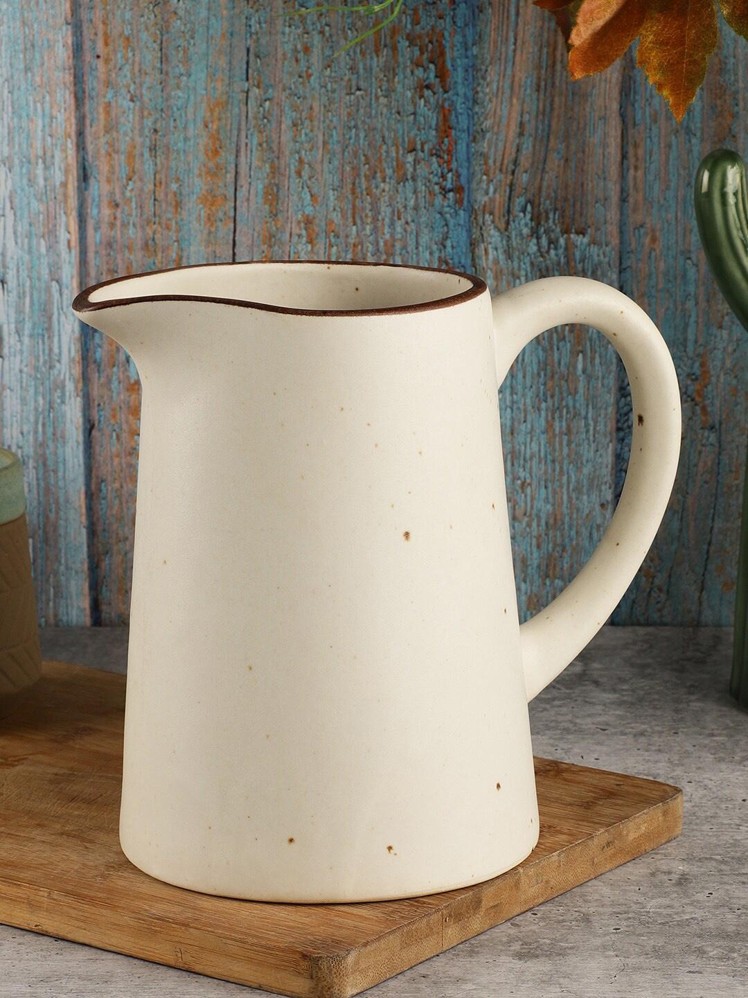 Buy MIAH Decor Cream Coloured Solid Ceramic Aqua Water Jug - Water Jugs ...