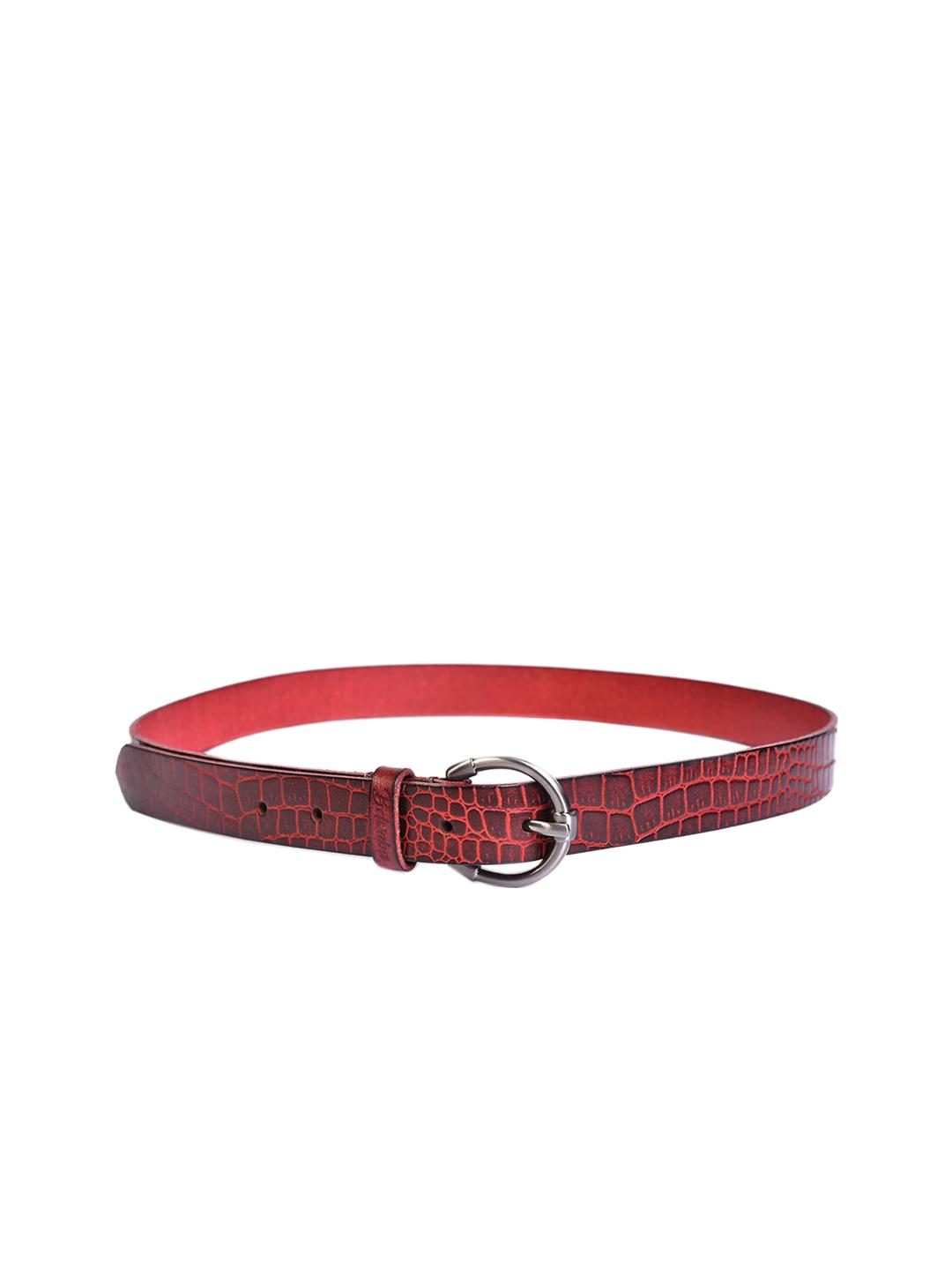Buy Belwaba Women Red Textured Leather Formal Belt - Belts for Women ...