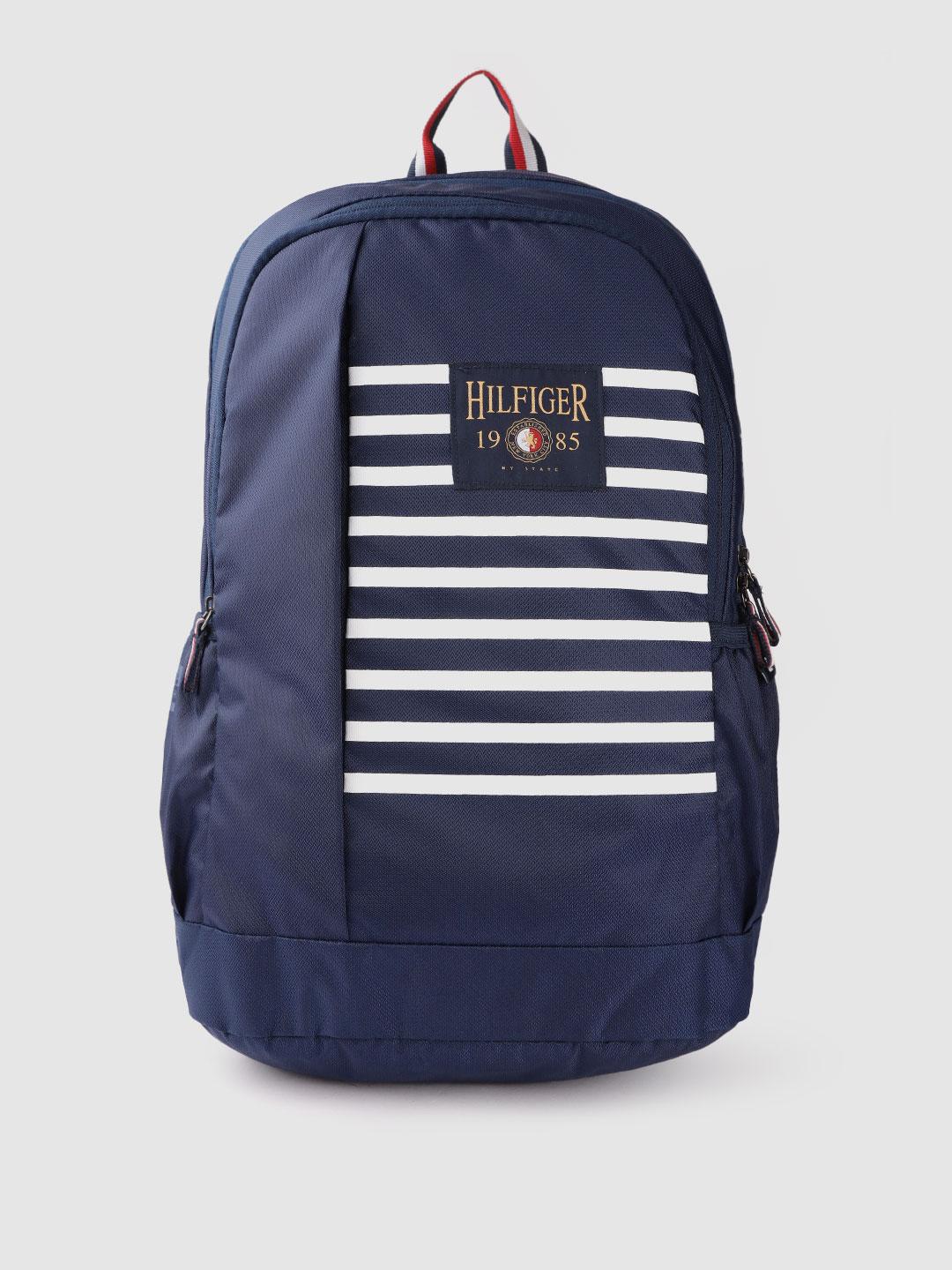 Buy Tommy Hilfiger Unisex Navy Blue & White Striped Backpack ...