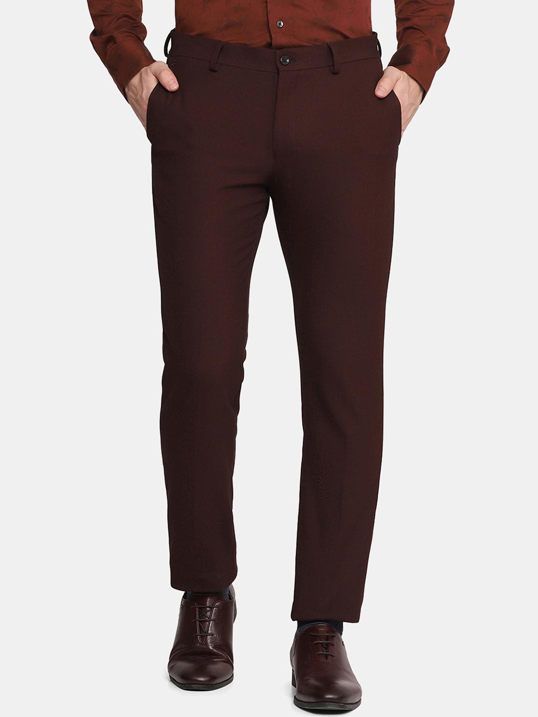 Buy Blackberrys Men Maroon Skinny Fit Trousers - Trousers for Men ...