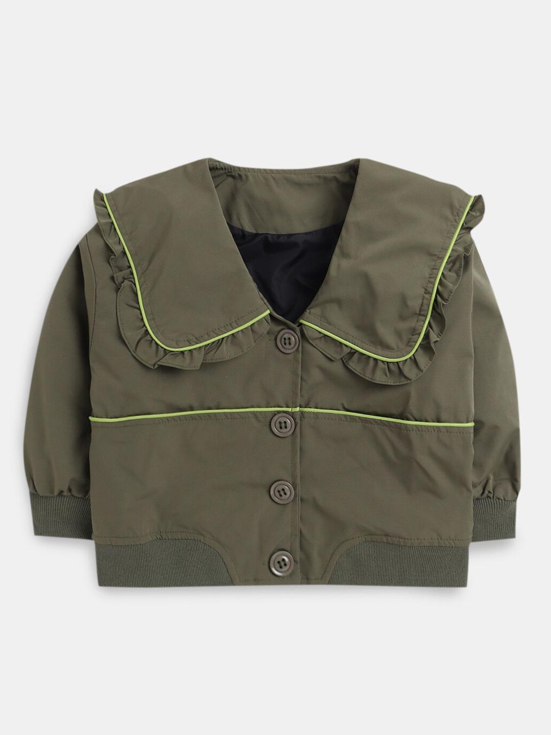 Buy Hopscotch Girls Green Open Front Crop Jacket - Jackets for Girls ...