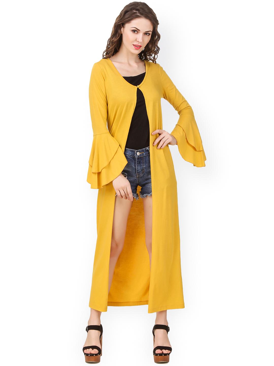 Buy Texco Yellow Solid Longline Shrug - Shrug for Women 1979371 | Myntra