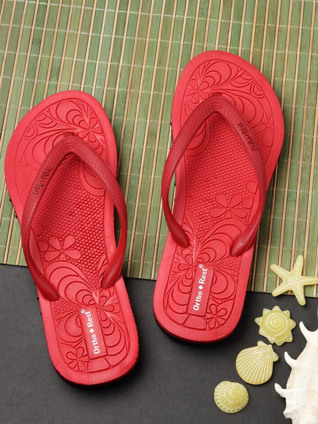 Buy Ortho Rest Women Red Rubber Thong Flip Flops - Flip Flops for Women ...