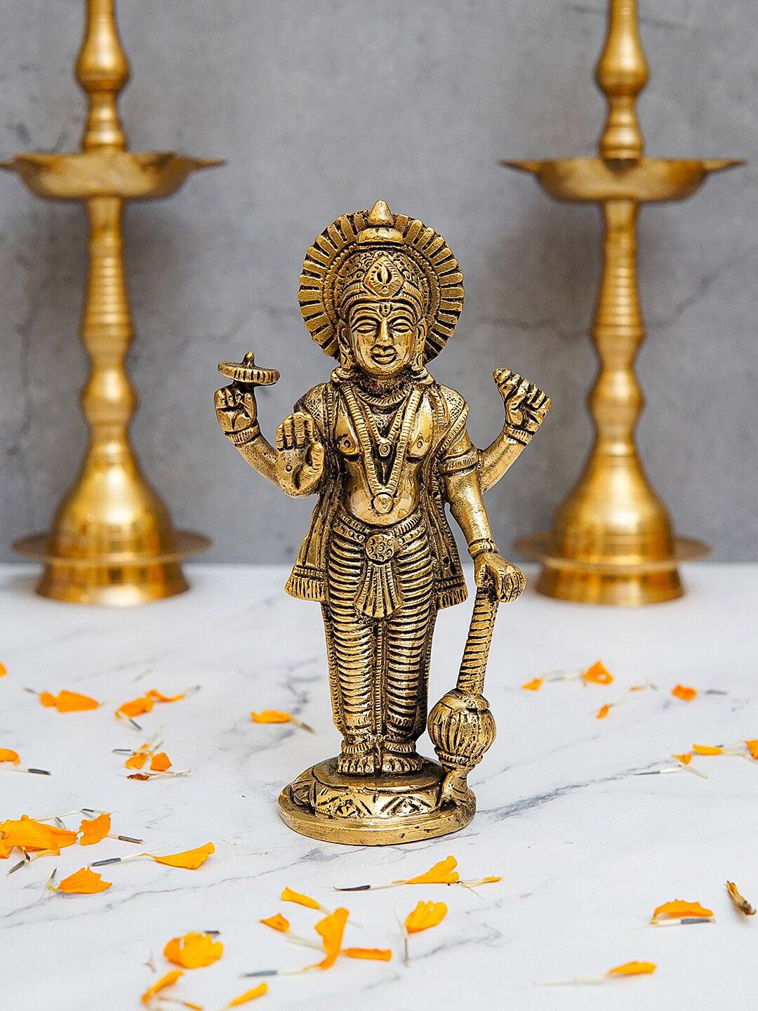 Buy StatueStudio Gold Toned Vishnu Statue Glossy Finish Idol Showpiece ...