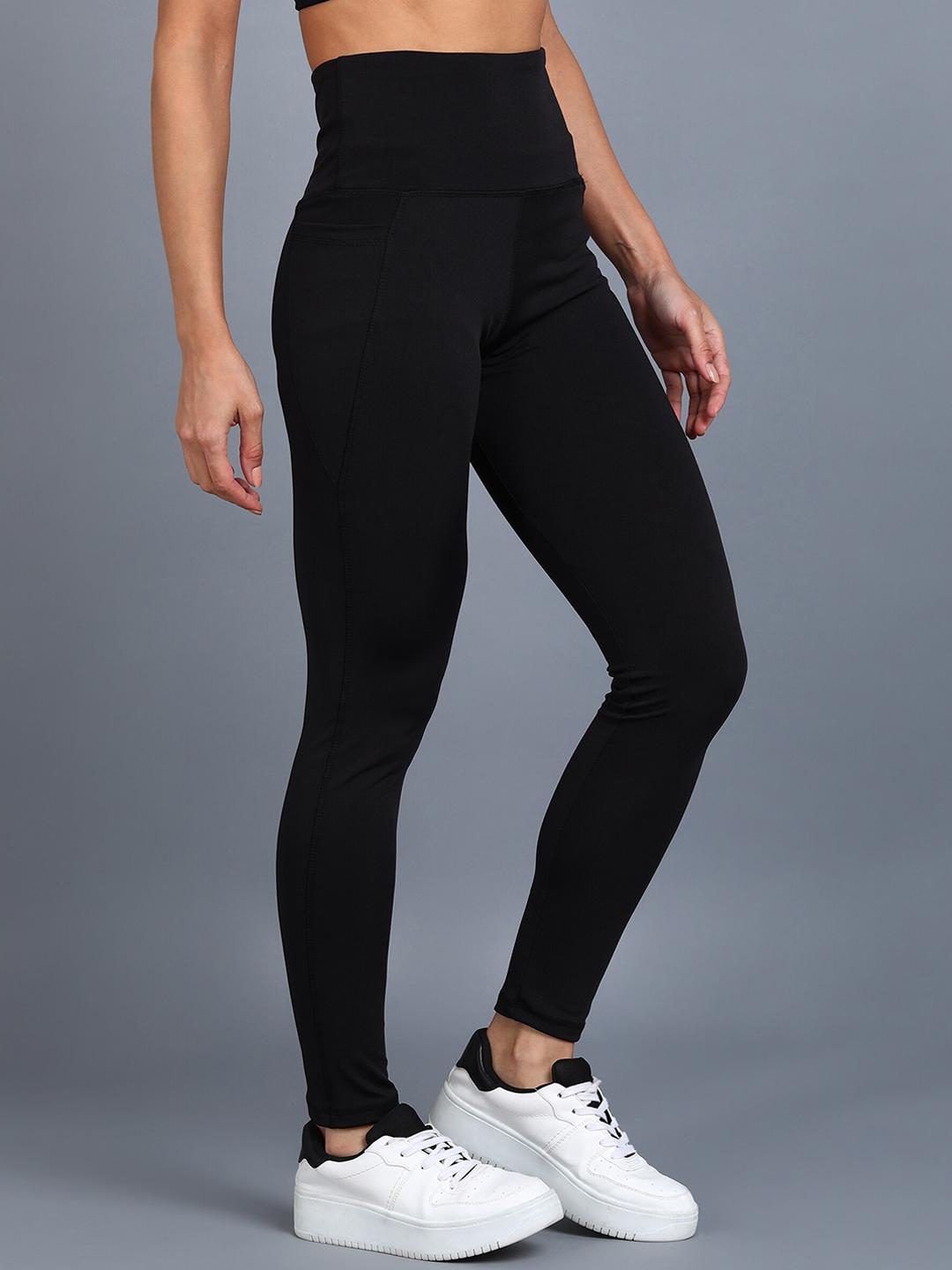 Buy Rock Paper Scissors Women Black Solid Ankle Length Training Tights ...
