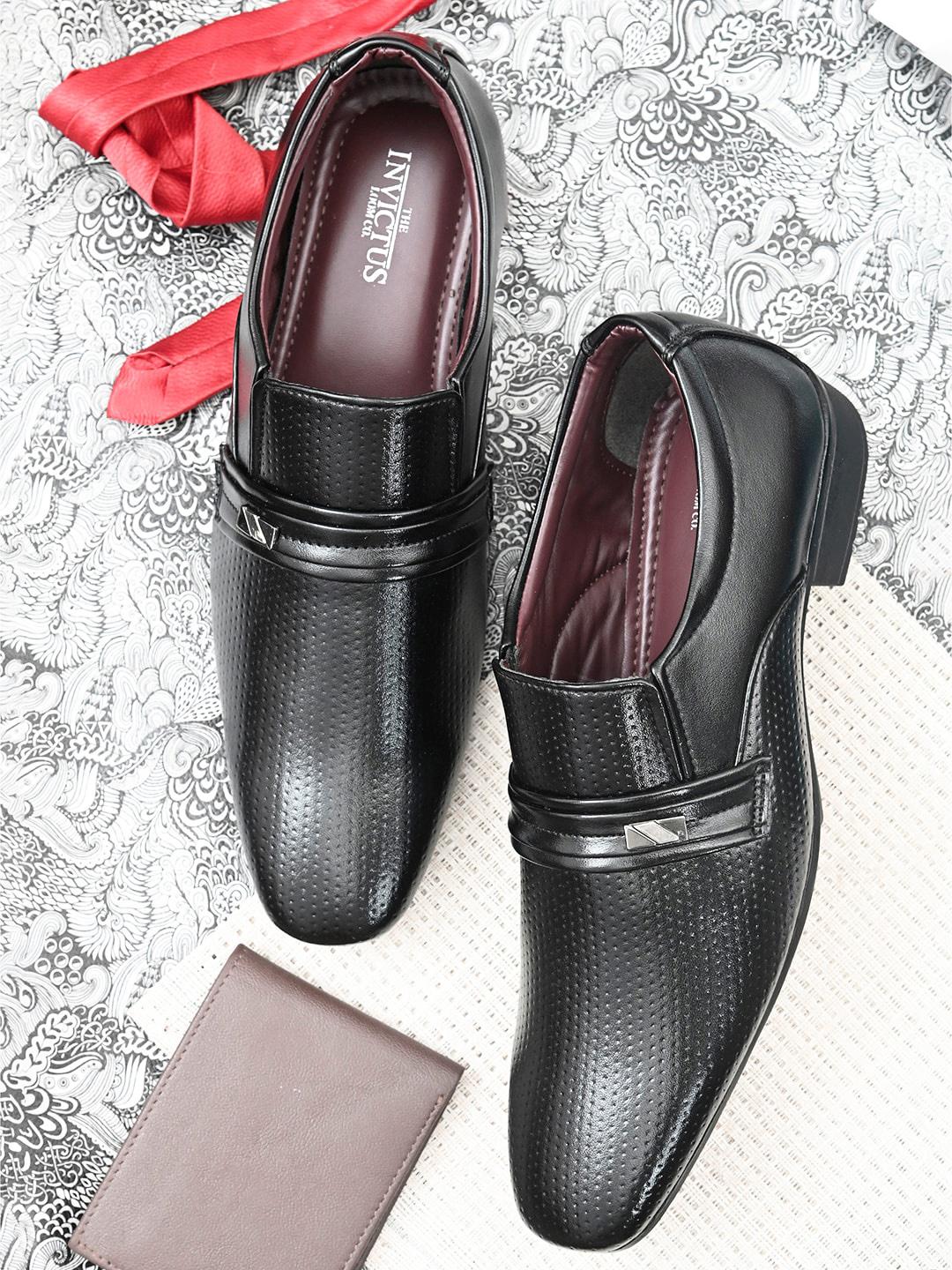 Buy INVICTUS Men Black Solid Formal Slip On Shoes - Formal Shoes for ...