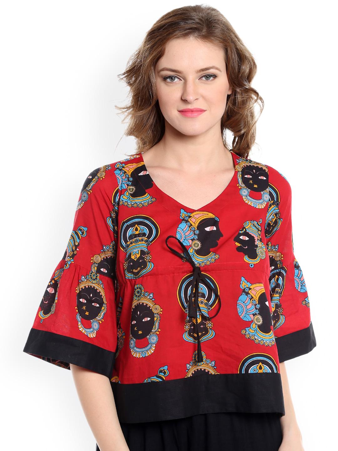 Buy Desi Weavess Women Red Printed Top - Tops for Women 1986347 | Myntra