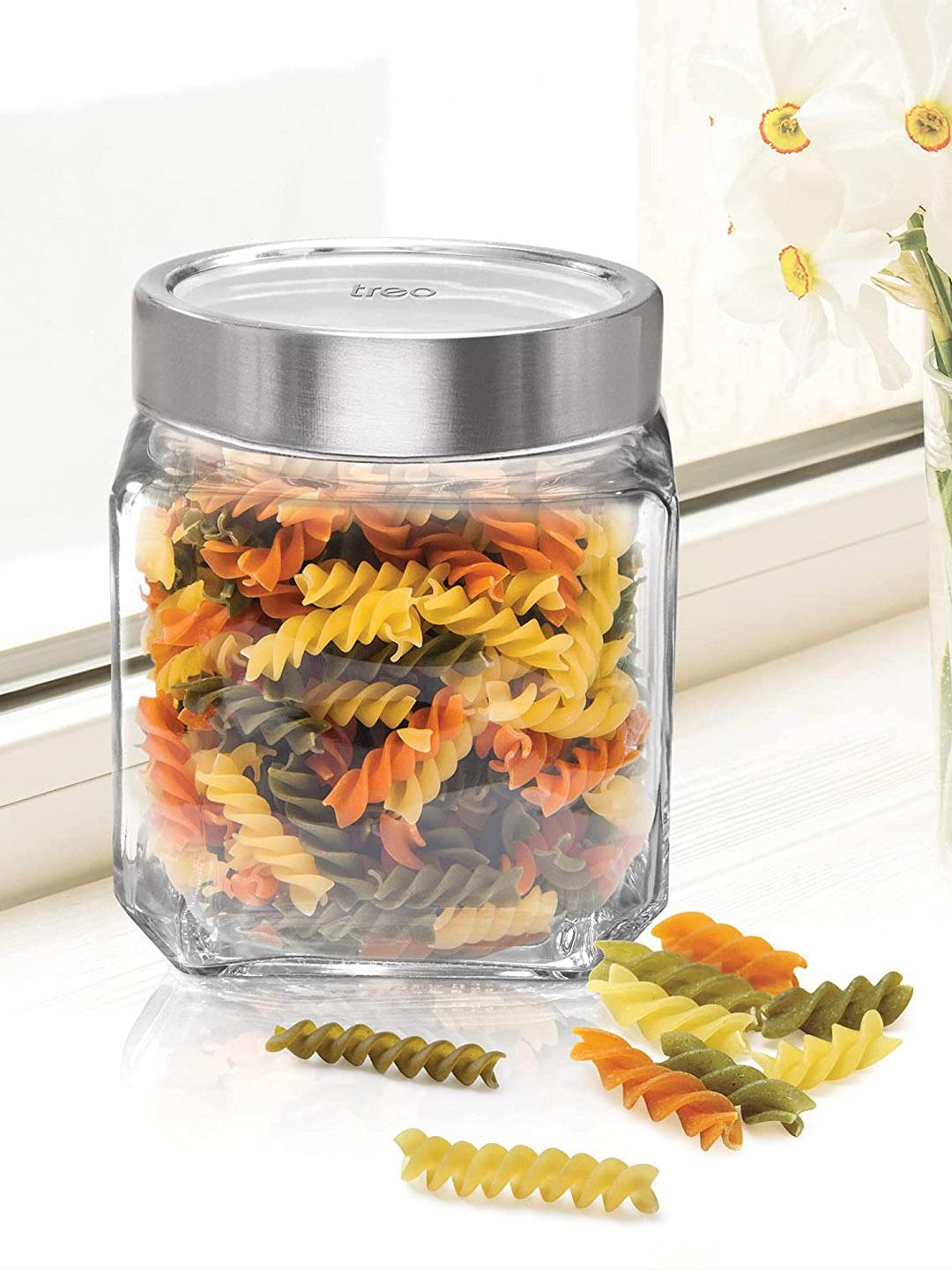 Buy Treo Transparent Cube Storage Glass Jar 1200 Ml - Container for ...