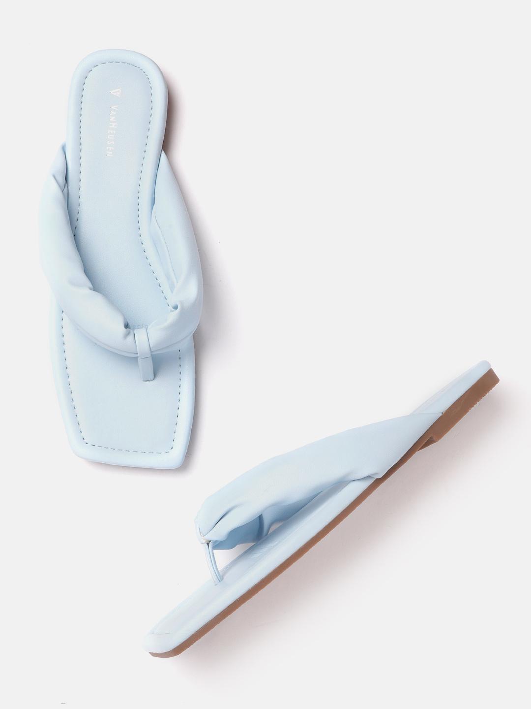 Buy Van Heusen Woman Blue Solid Open Toe Flats - Flats for Women ...