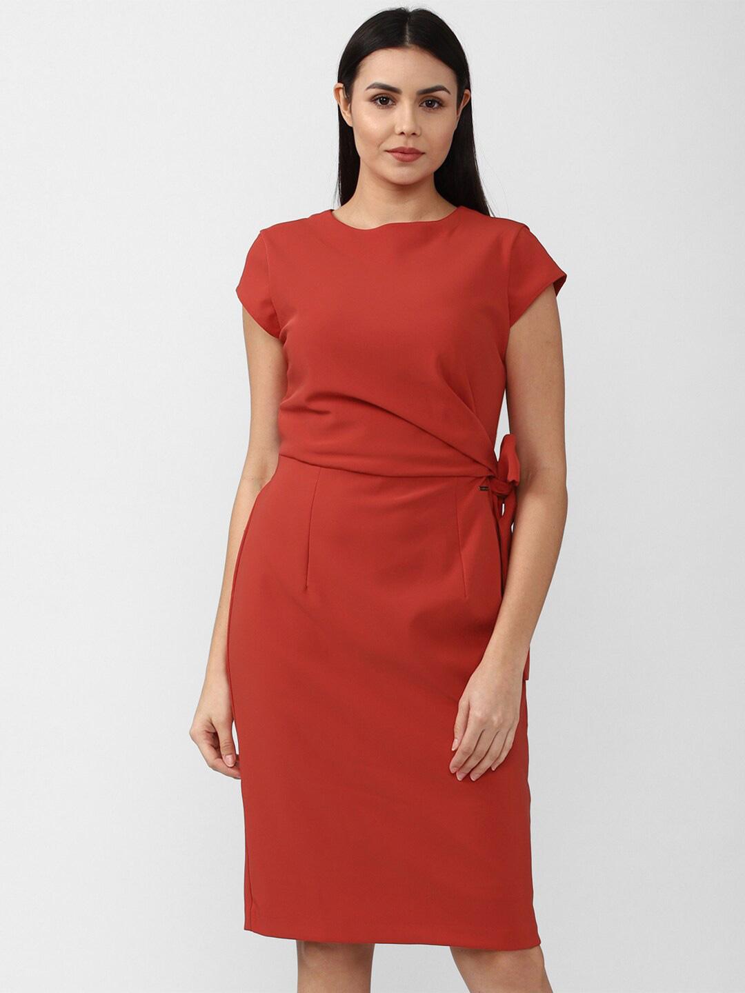 Buy Van Heusen Woman Red Solid Sheath Dress - Dresses for Women ...