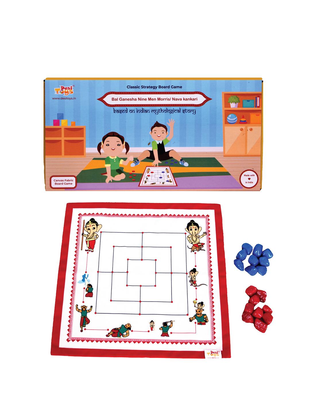 Buy Desi Toys Kids Red & White Bal Ganesha Nine Morris Classic Strategy ...