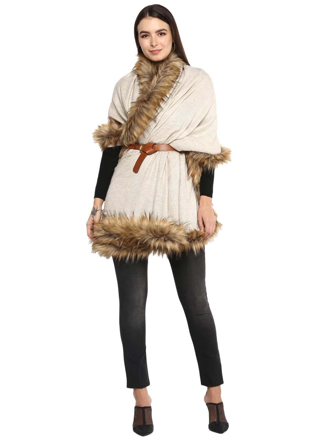 Buy Rhe Ana Women Faux Fur Solid Stole - Stoles for Women 19947992 | Myntra