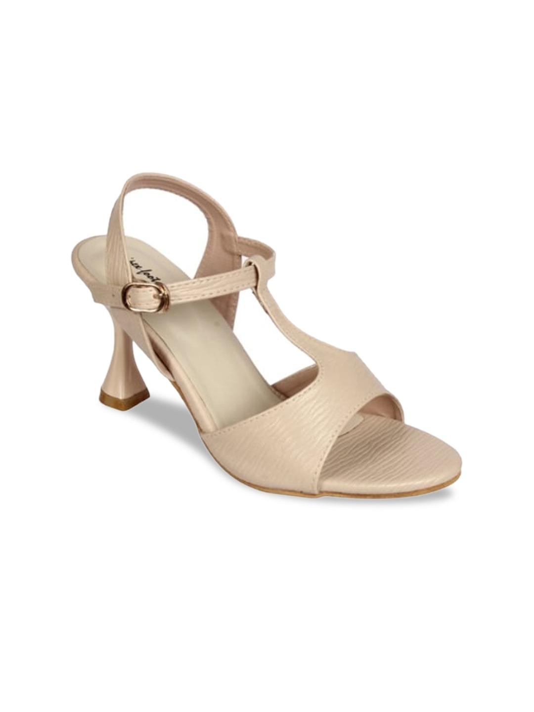 Buy Glitzy Galz Beige Block Peep Toes With Buckles - Heels for Women 19959672 | Myntra